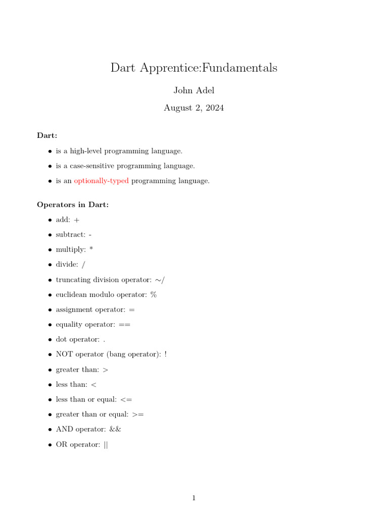 Dart Apprentice Fundamentals | PDF | Parameter (Computer Programming ...