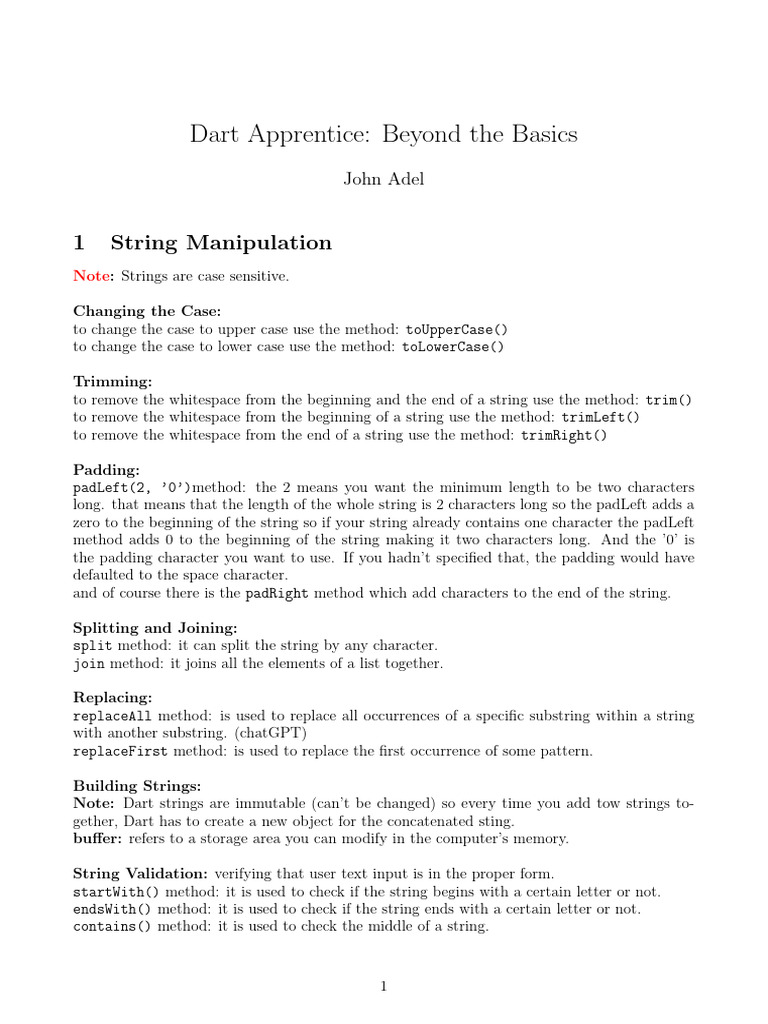 Dart Apprentice Beyond The Basics Pdf Class Computer Programming Teaching Methods