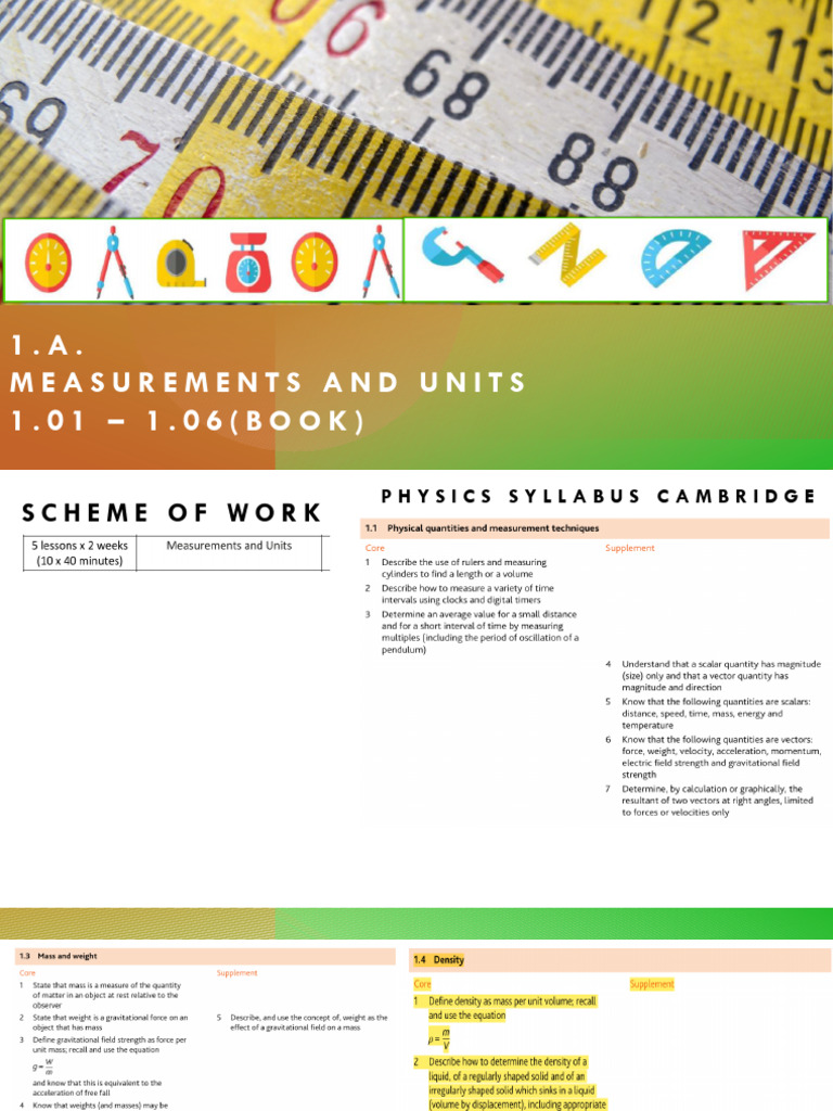 Measurments and Units - Unit 1 - Physics - Igcse 2024 2025 | PDF