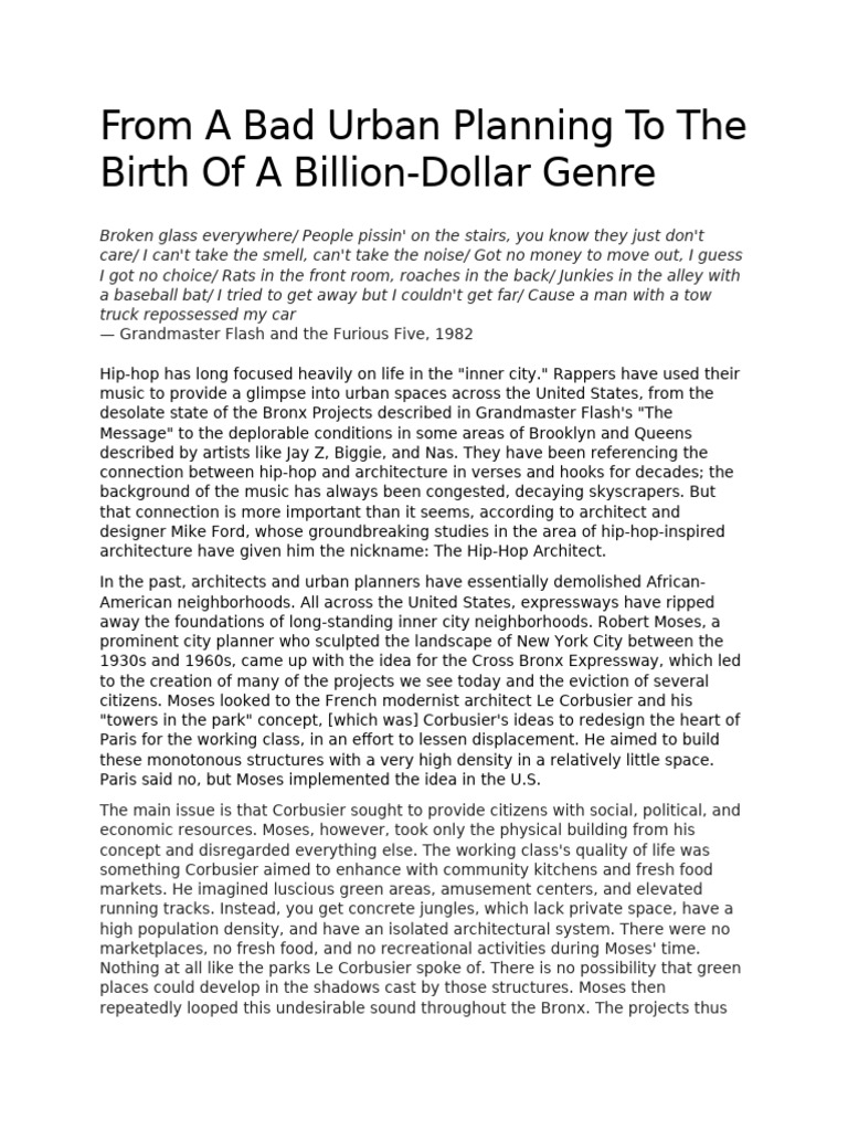 From A Bad Urban Planning To The Birth of A Billion | PDF