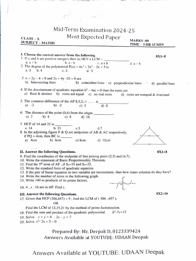 10th Model Papers | PDF