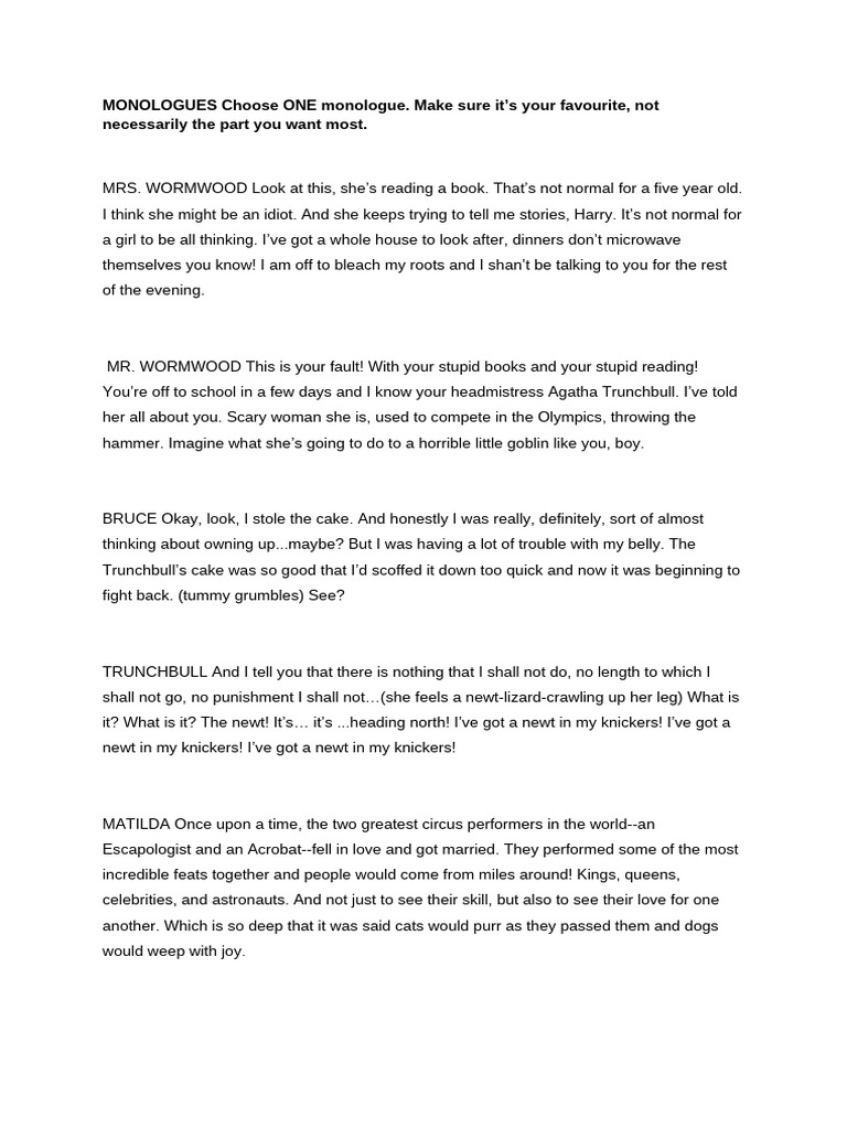 Matilda Auditions | PDF