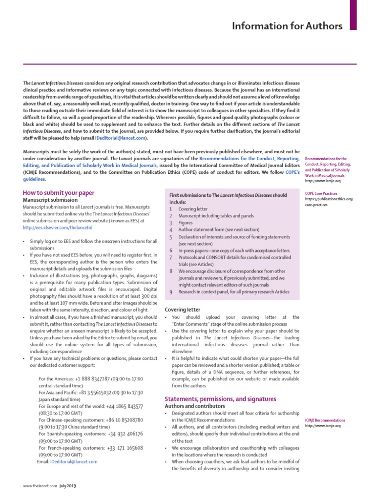 Lancet Info For Authors | PDF