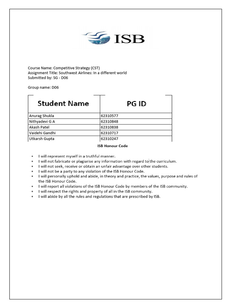 SG D06 - Competitive Strategy - Assignment 2 | PDF