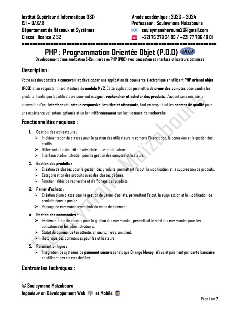 Projet Examen PHP | PDF Projet Examen PHP | PDF