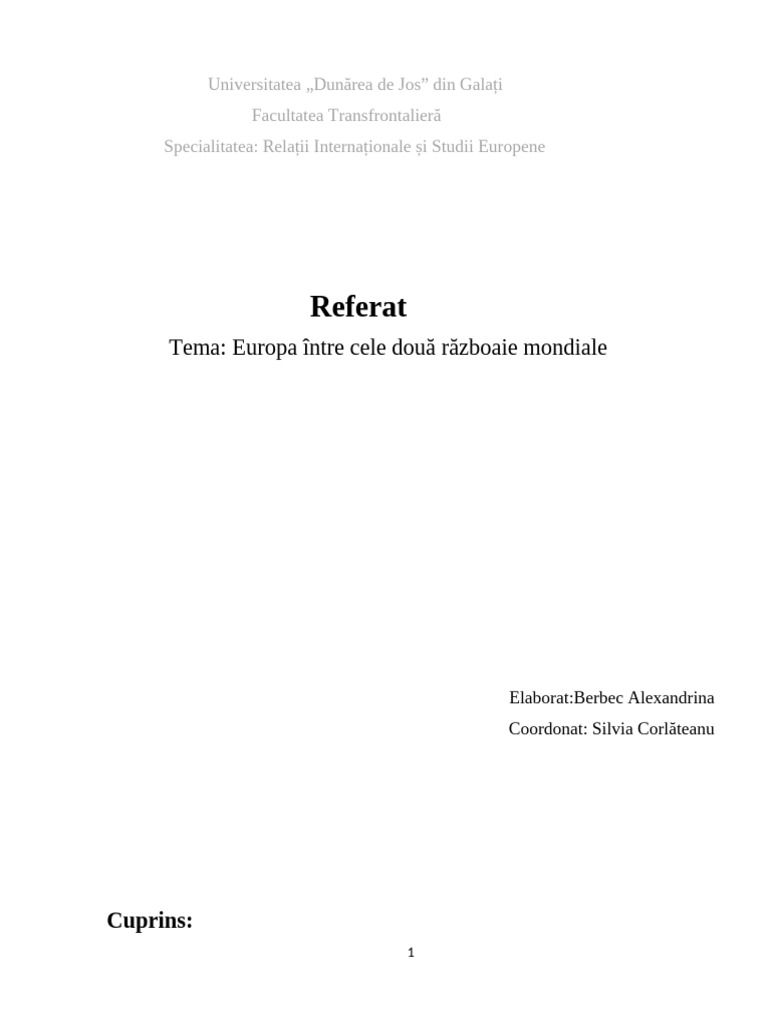 Europa Intre Cele 2 Razboaie Mondiale | PDF