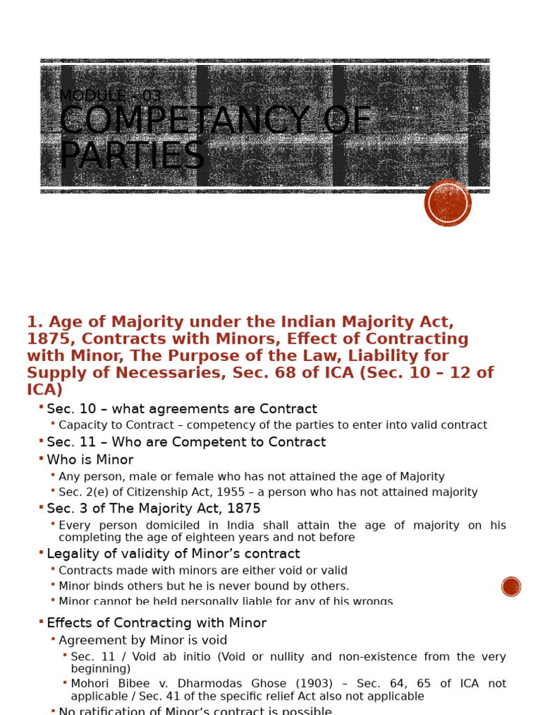 Module 3 - Competancy of Parties | PDF