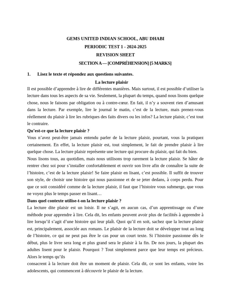 GR 10 pt1 Revision French | PDF