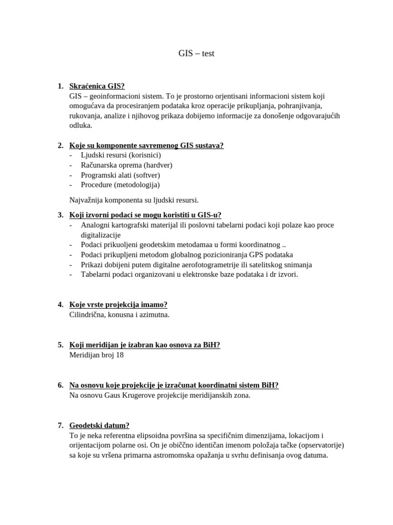 GIS - Test | PDF