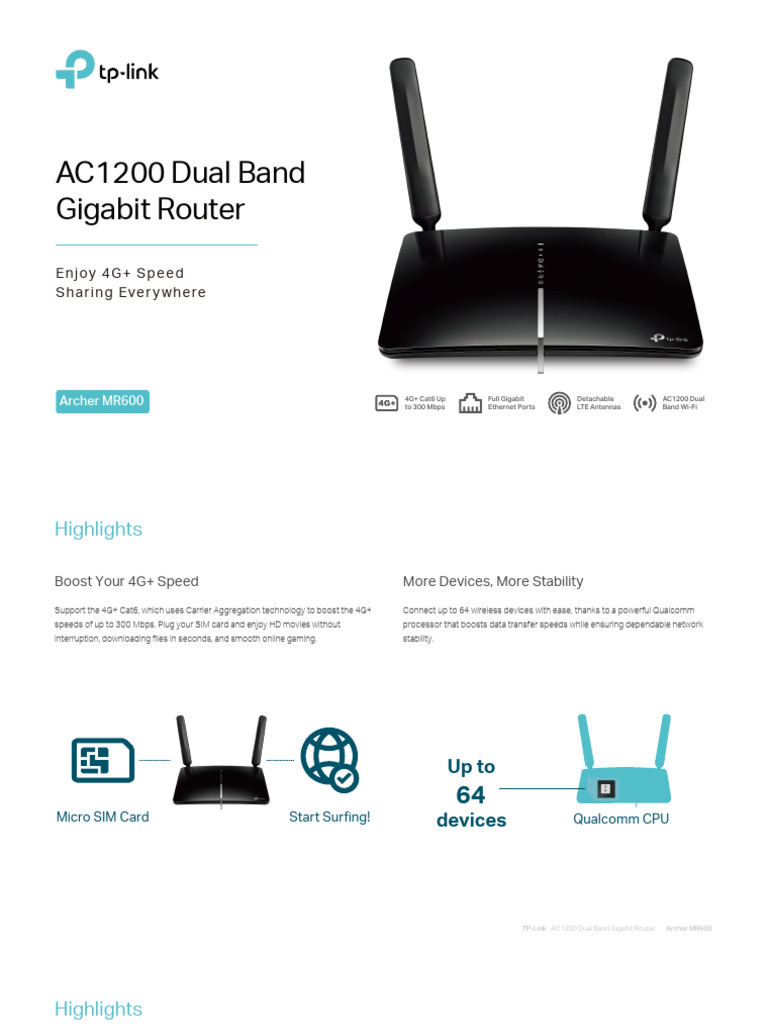 Archer MR600 (EU) 1.0 - Datasheet | PDF