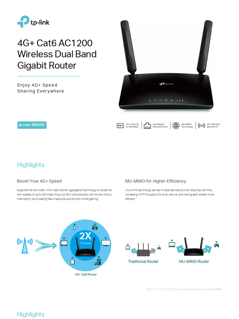 Archer MR600 (EU) 2.0 - Datasheet | PDF