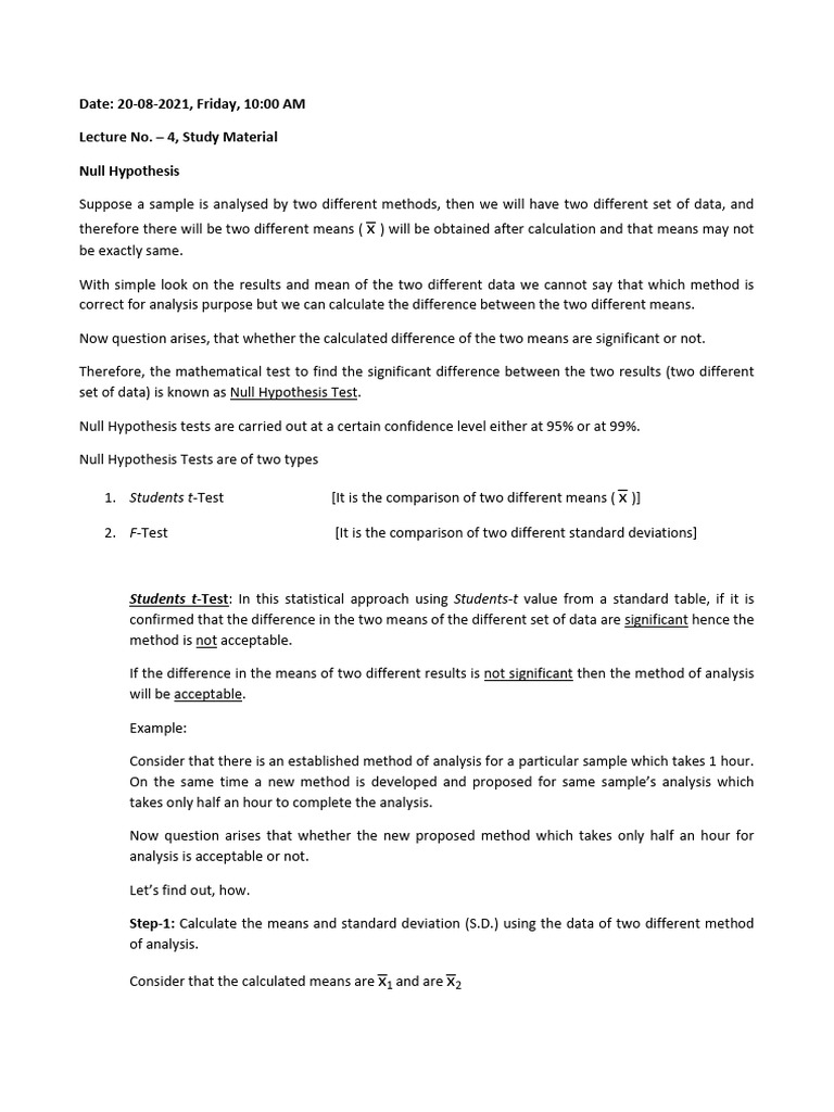 Understanding Null Hypothesis Testing | PDF | Student's T Test ...