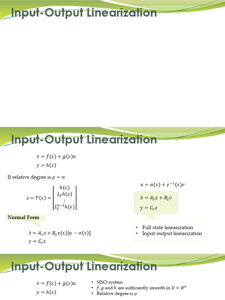 Ncs 05 Feedback Linearization 03 Pdf