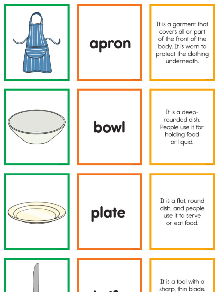Cooking Utensils Matching Cards | PDF | Spoon | Kitchen Utensil