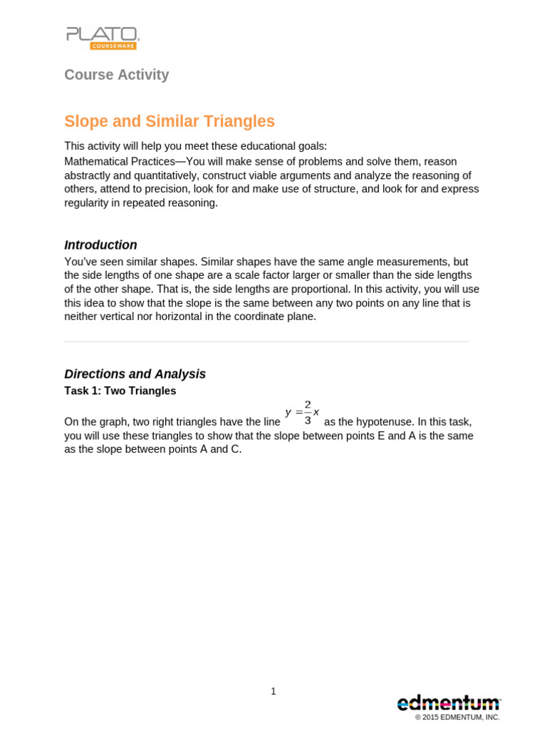 CA - A2 - Slope and Similar Triangles 4 | PDF