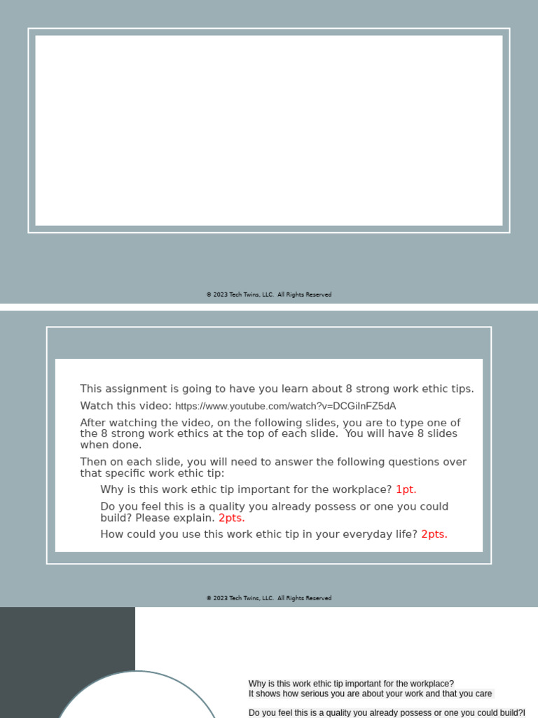 4 Work Ethic Assignment Pdf