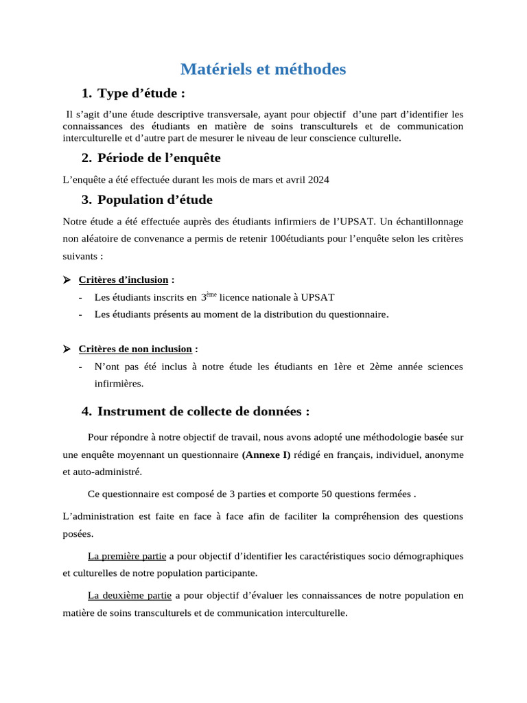 Materiel Et Methode | PDF