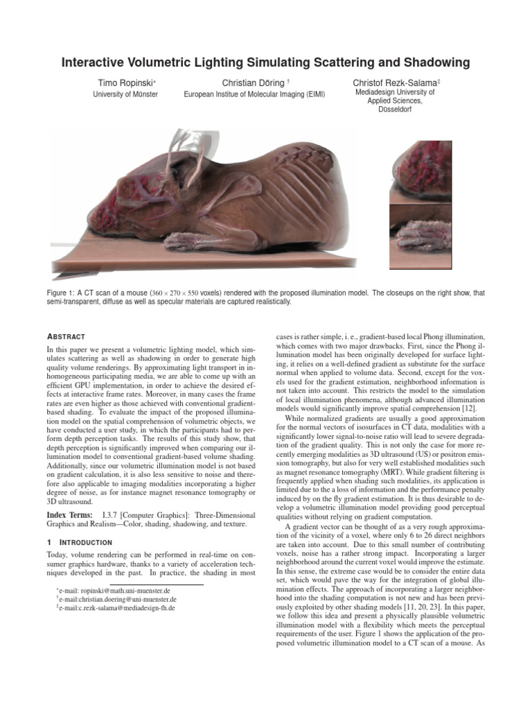 Interactive Volumetric Lighting Simulating Scattering and Shadowing | PDF | Rendering (Computer ...