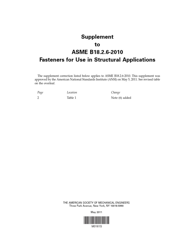 ASME B18.2.6-2010 Fasteners For Use in Structural Applications | PDF