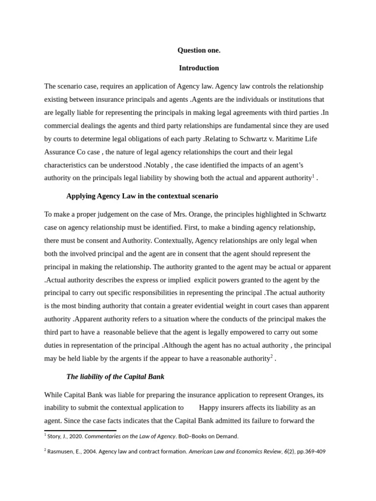 Agency Law Problem Solving | PDF | Law Of Agency | Business