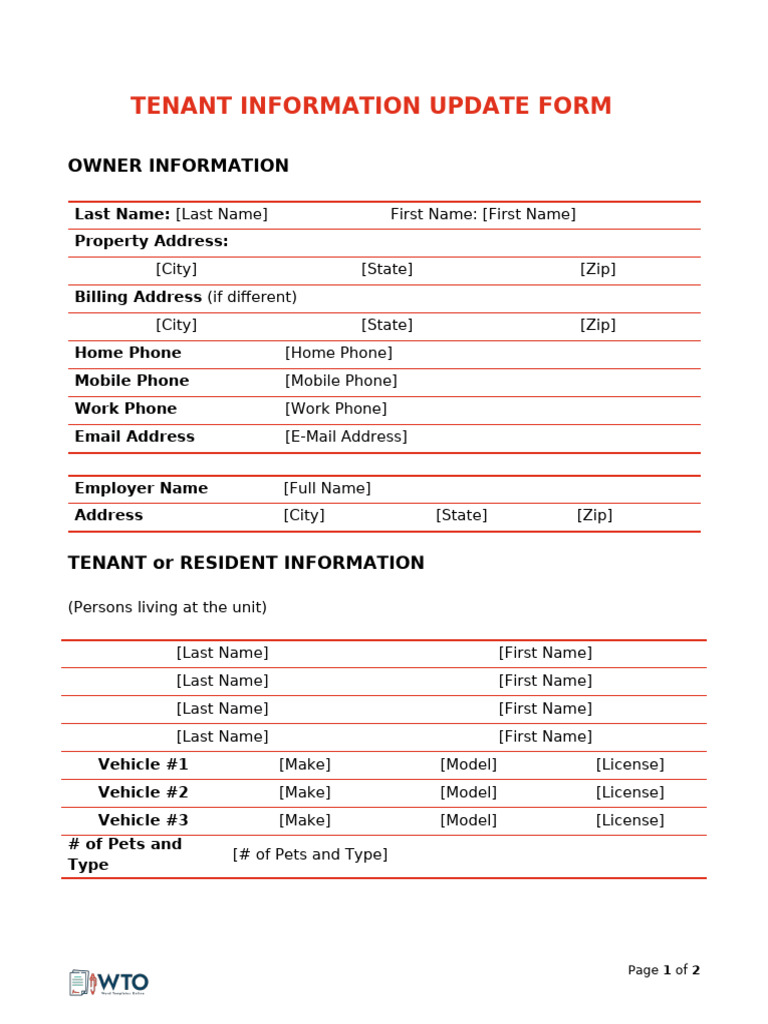 Tenant Information Update-8669z66e2-04-23-02 | PDF