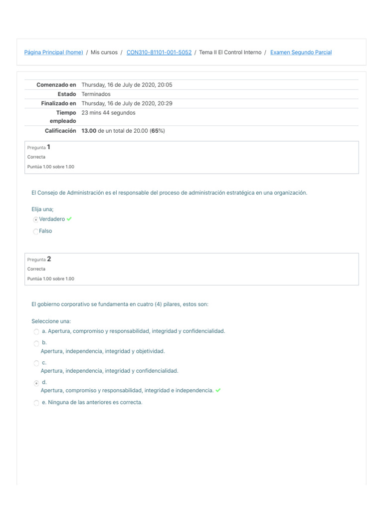Examen Segundo Parcial Revisión Del Intento | PDF