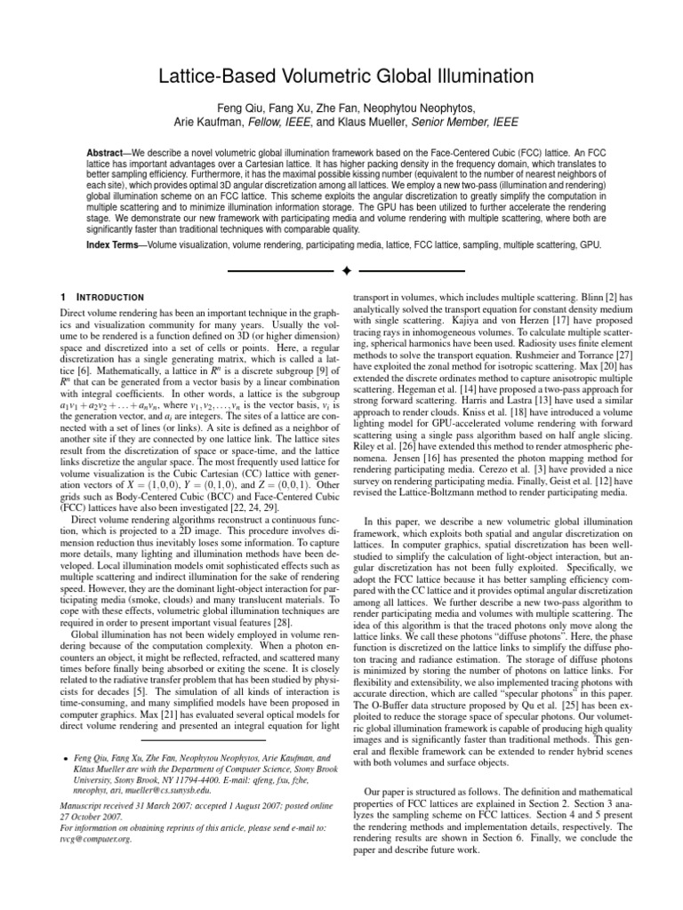 Lattice-Based Volumetric Global Illumination | PDF | Rendering (Computer Graphics) | Scattering
