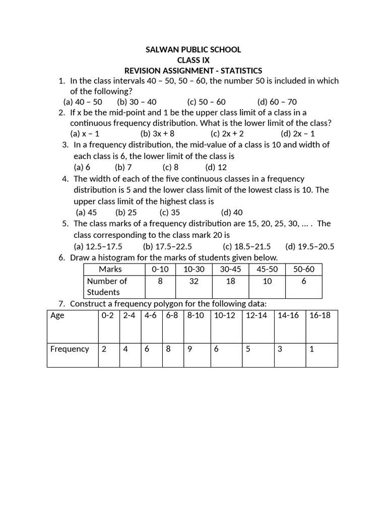 Revision Assignment - Statistics | PDF