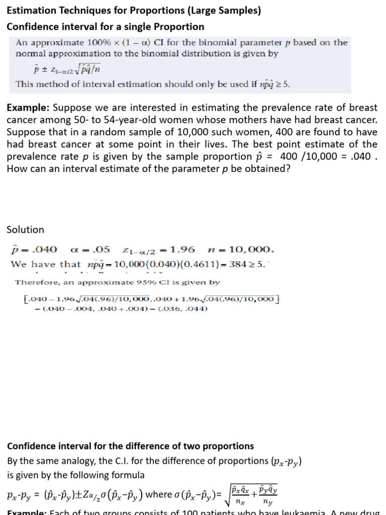 Lecture 4 - 3 Estimation Techniques For Proportions | PDF