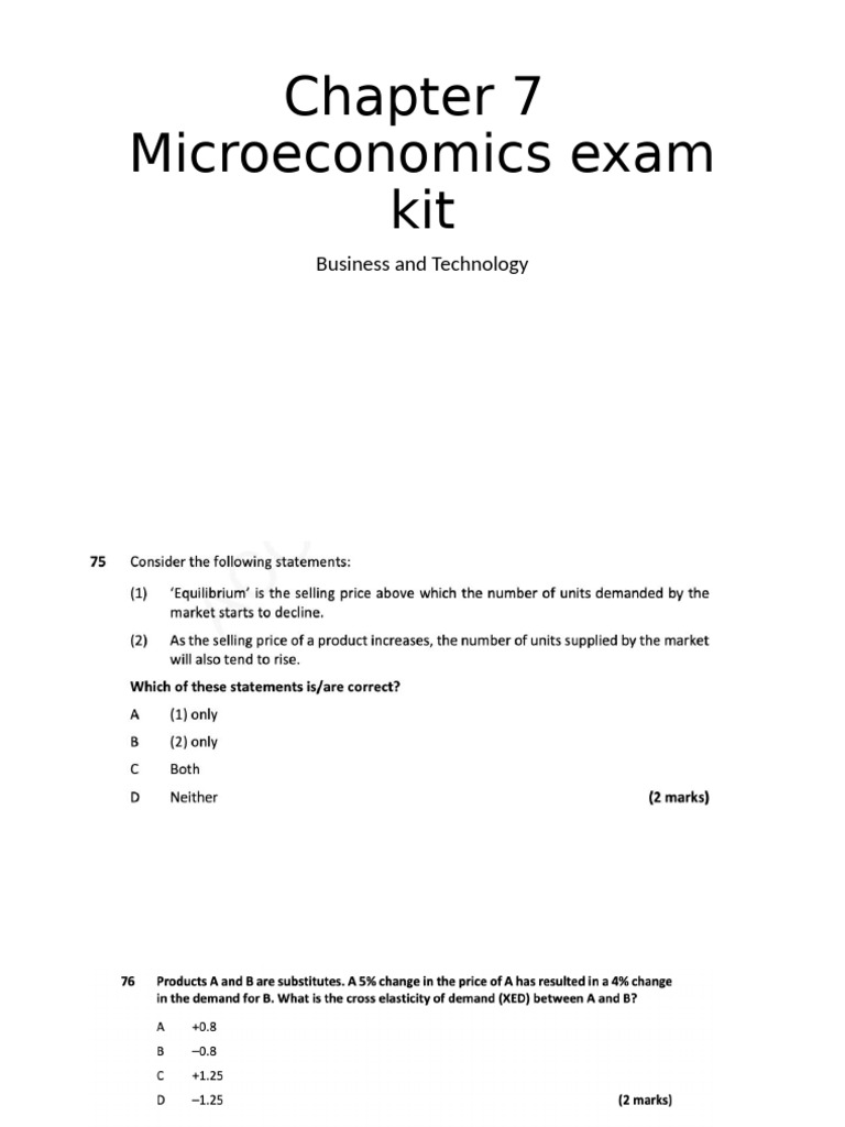 BT CH 7 Microeconomics Exam Kit | PDF