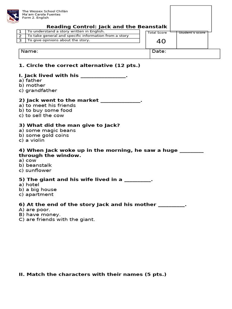 Jack and The Beanstalk Evaluation | PDF | Jack And The Beanstalk | Home ...