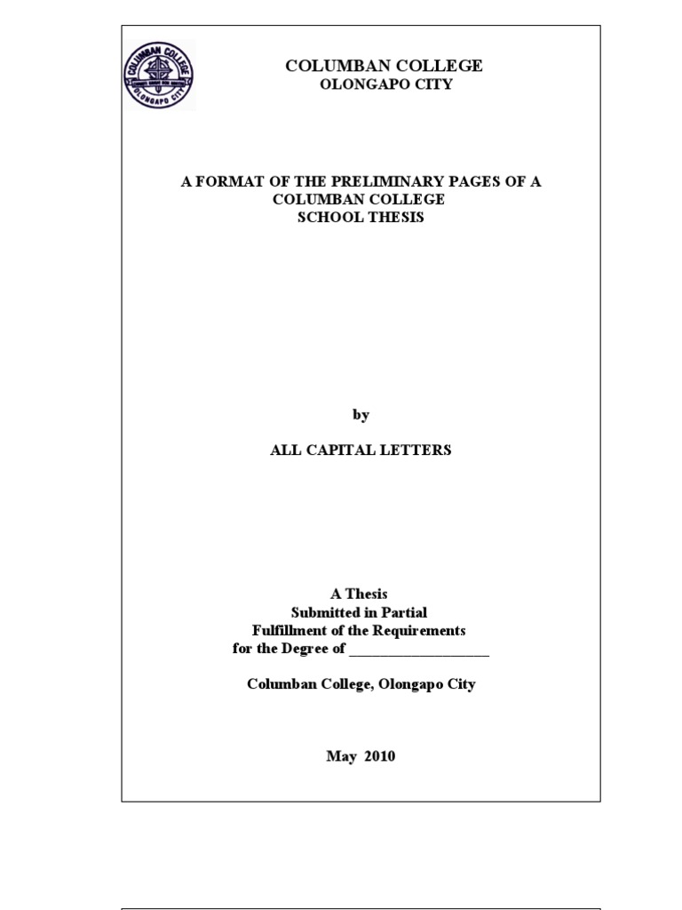 A Guide to the Preliminary Pages of a Thesis: Title Page, Approval ...