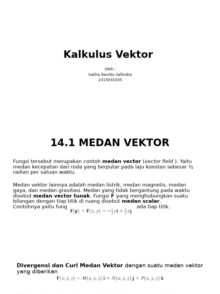 Bab 14 Kalkulus Vektor | PDF