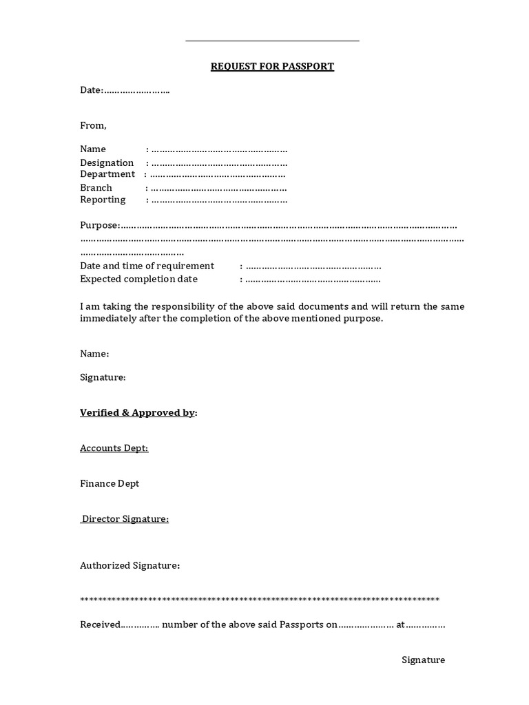 Passport Request Form | PDF