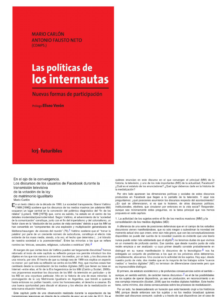 Mario Carlón en Mario Carlón - La Política de Los Internautas | PDF