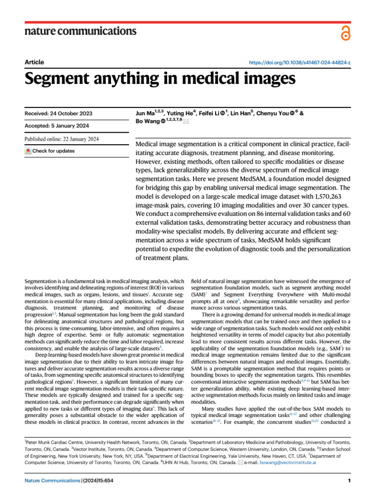 Segment Anything in Medical Images | PDF | Medical Imaging | Science ...