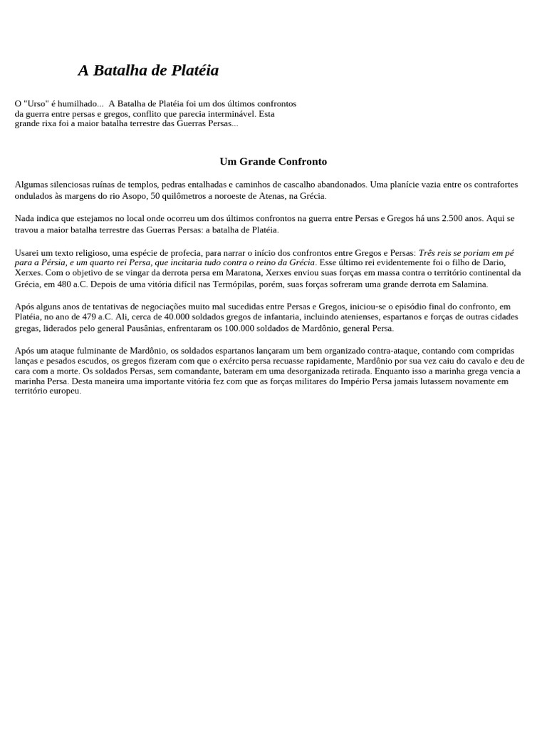 A Batalha de Platéia | PDF
