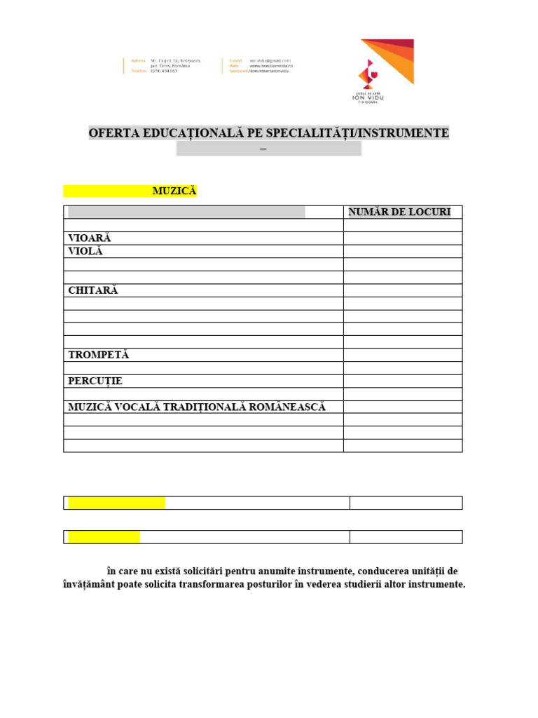 Oferta Educationala Clasa a-IX-a 2025 | PDF