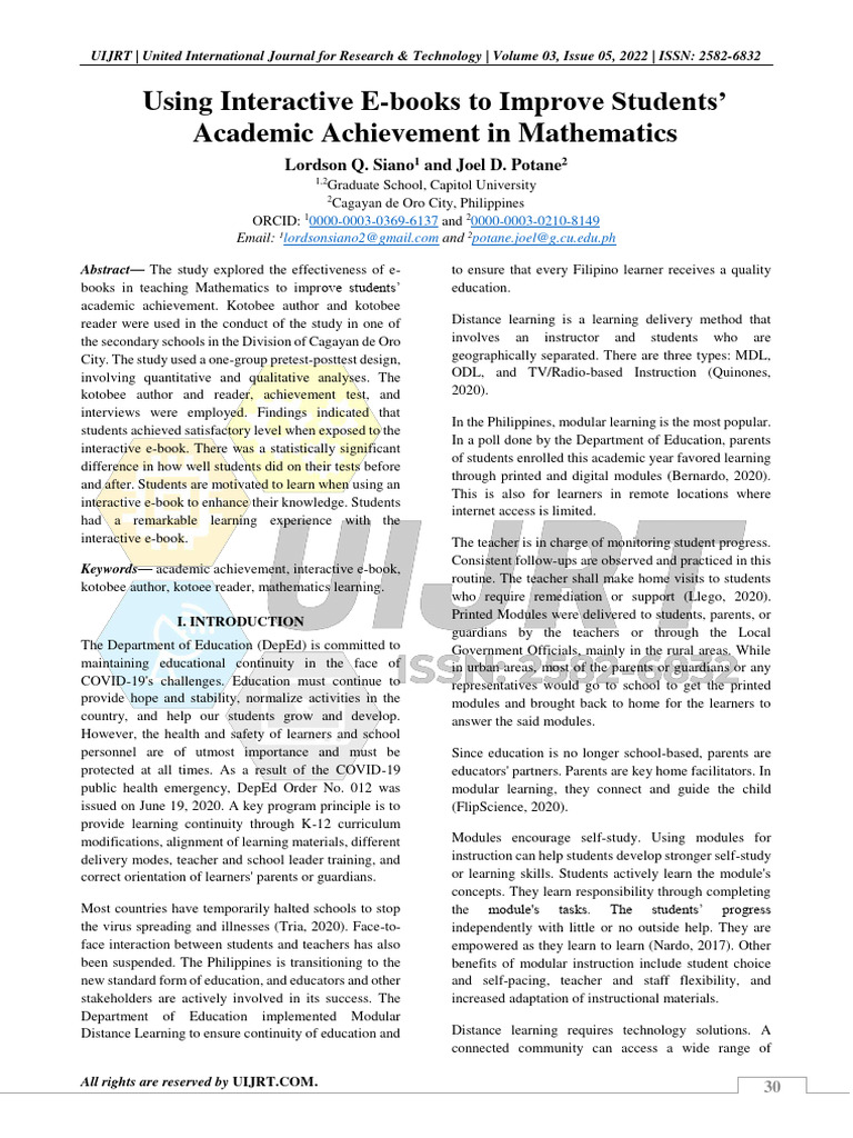 Using Interactive E Books To Improve Stu | PDF