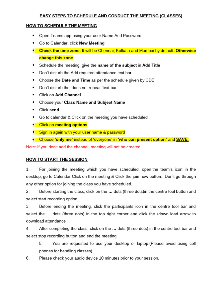 Online Class Instructions | PDF