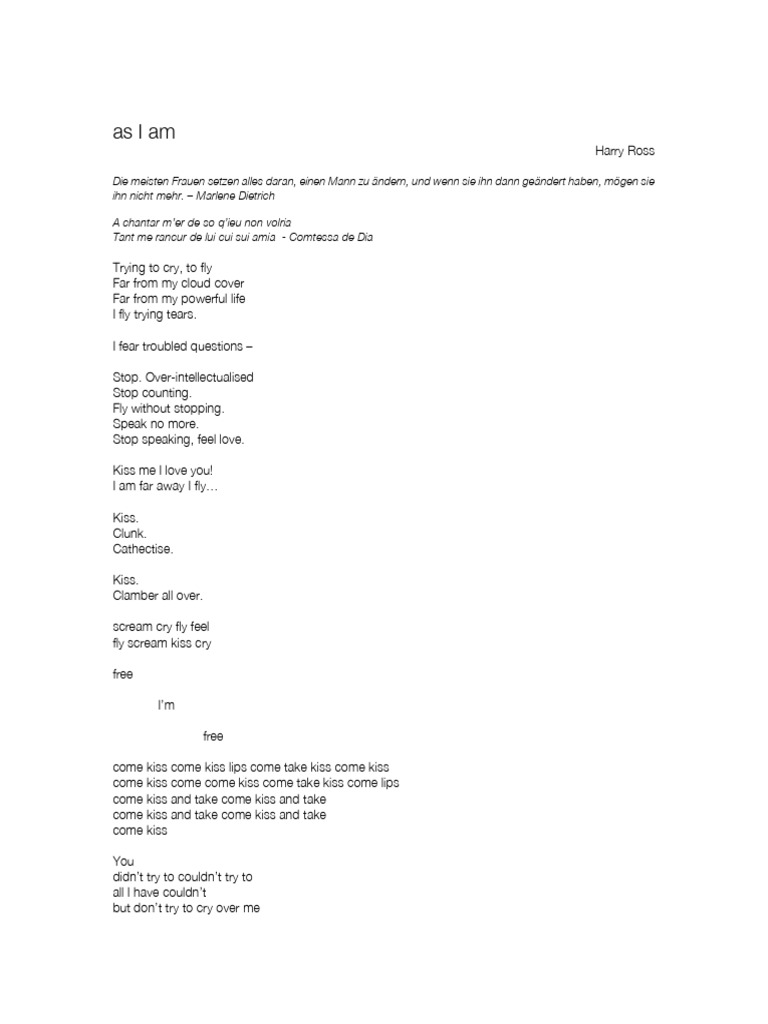 As I Am Text | PDF