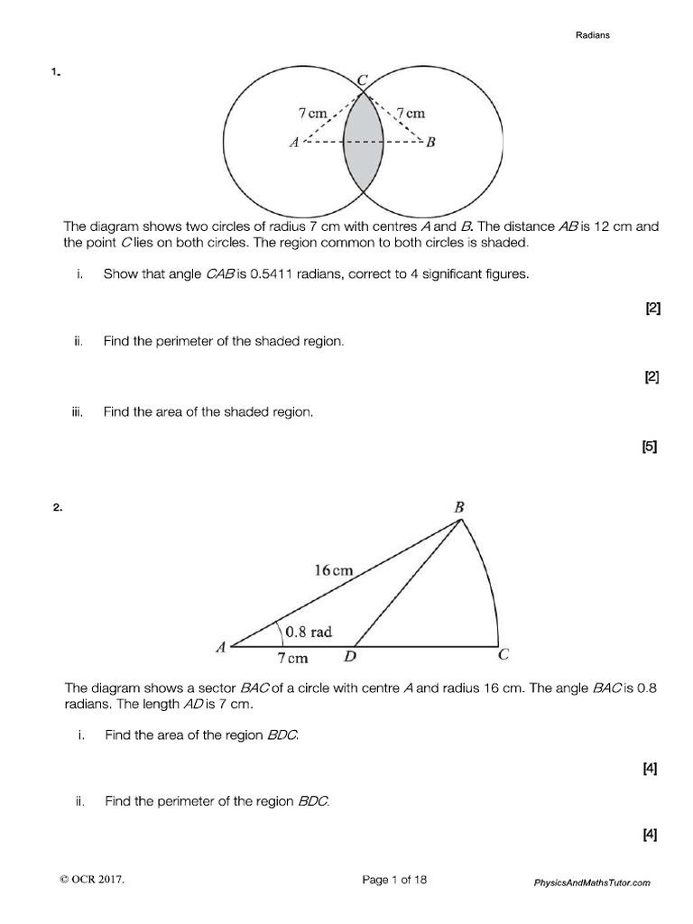 Radian Worksheet | PDF