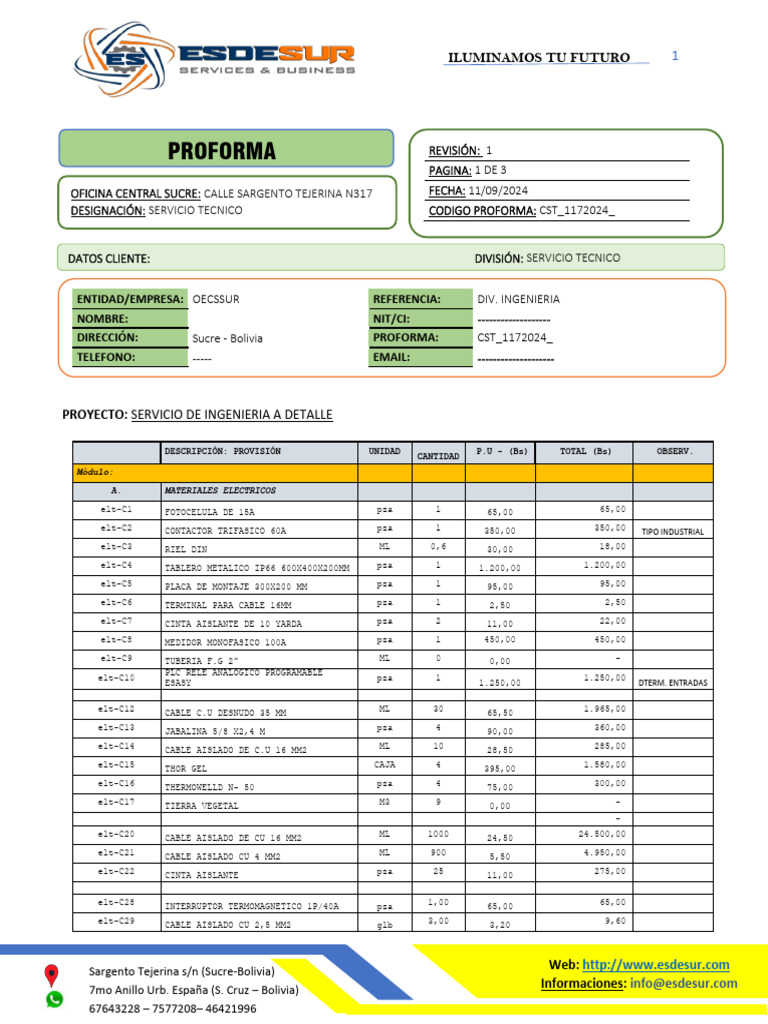 Proforma Cs-Elt-1272024 - Material Sucre | PDF