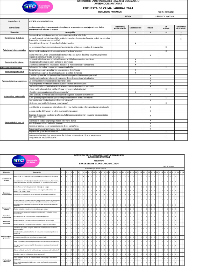 Encuesta de Clima Laboral JSI 2024 | PDF