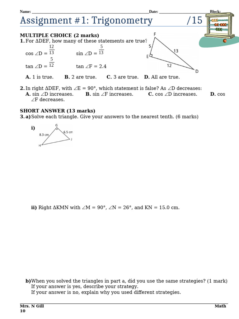 Assignment 2 Trigonometry | PDF