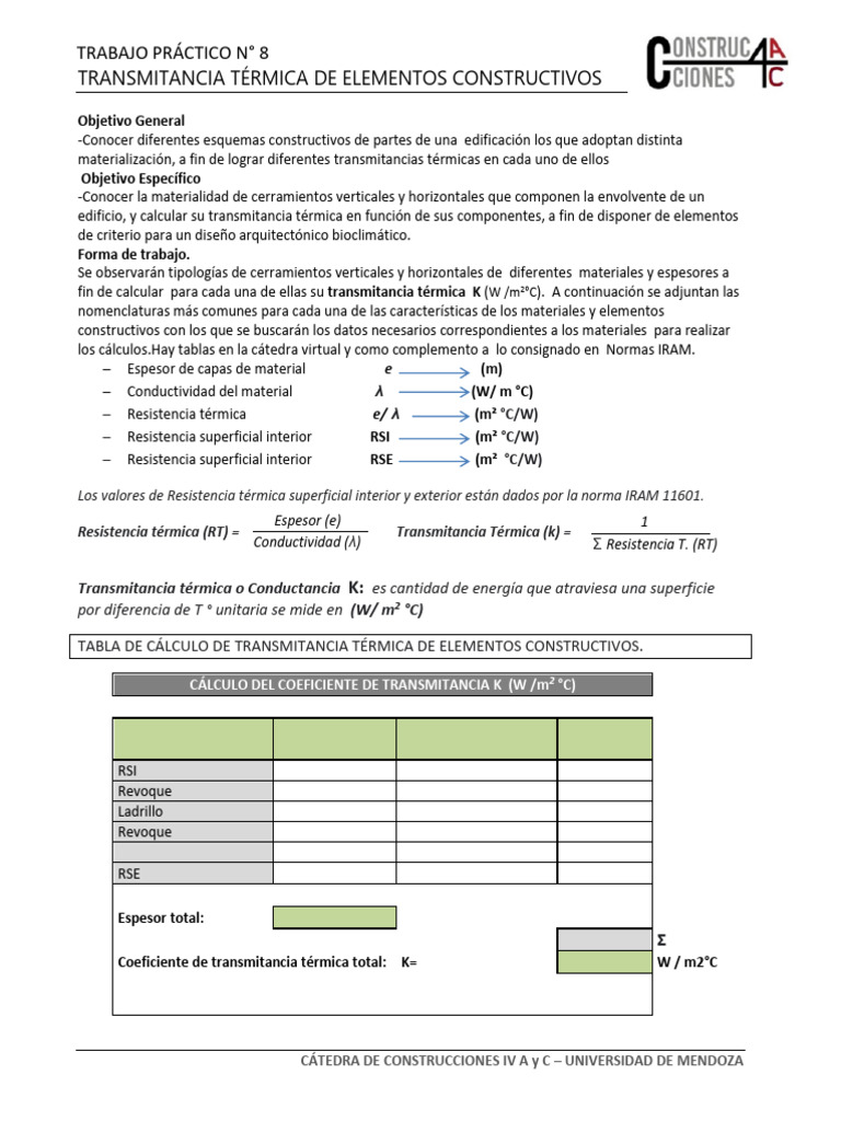 GTP 8 - Transmitancia de Elementos Constructivos | PDF