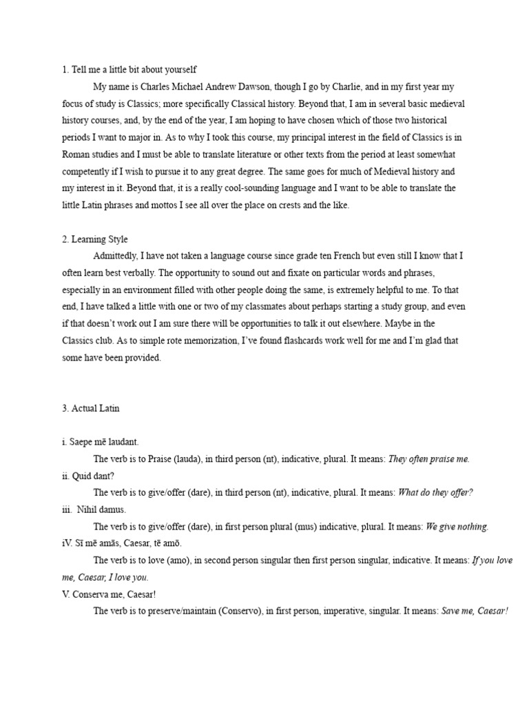 LAT101H1 Charlie Dawson | PDF