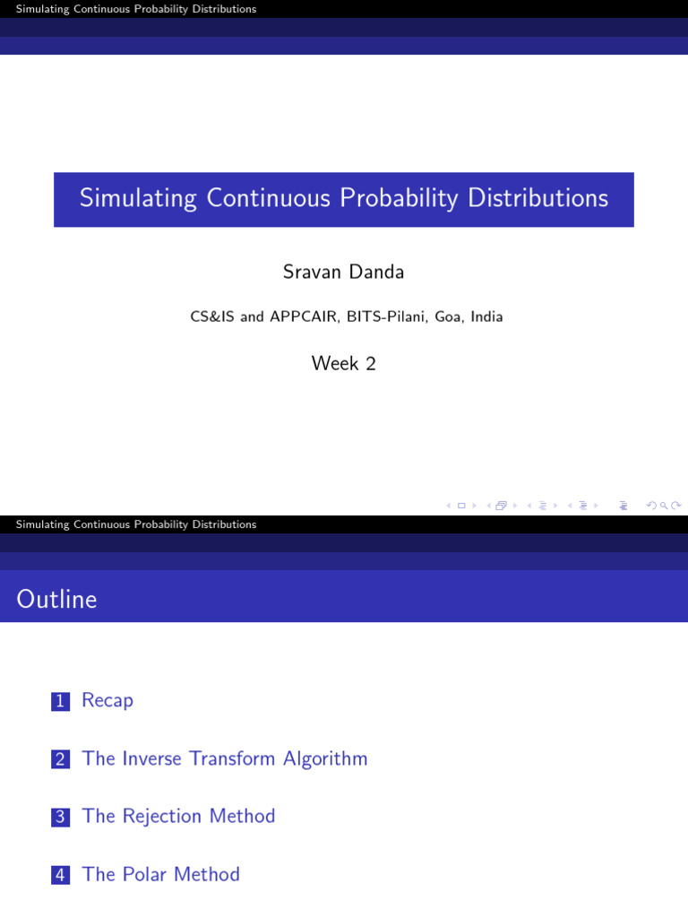 Cts RVSimulation | PDF | Probability Distribution | Random Variable