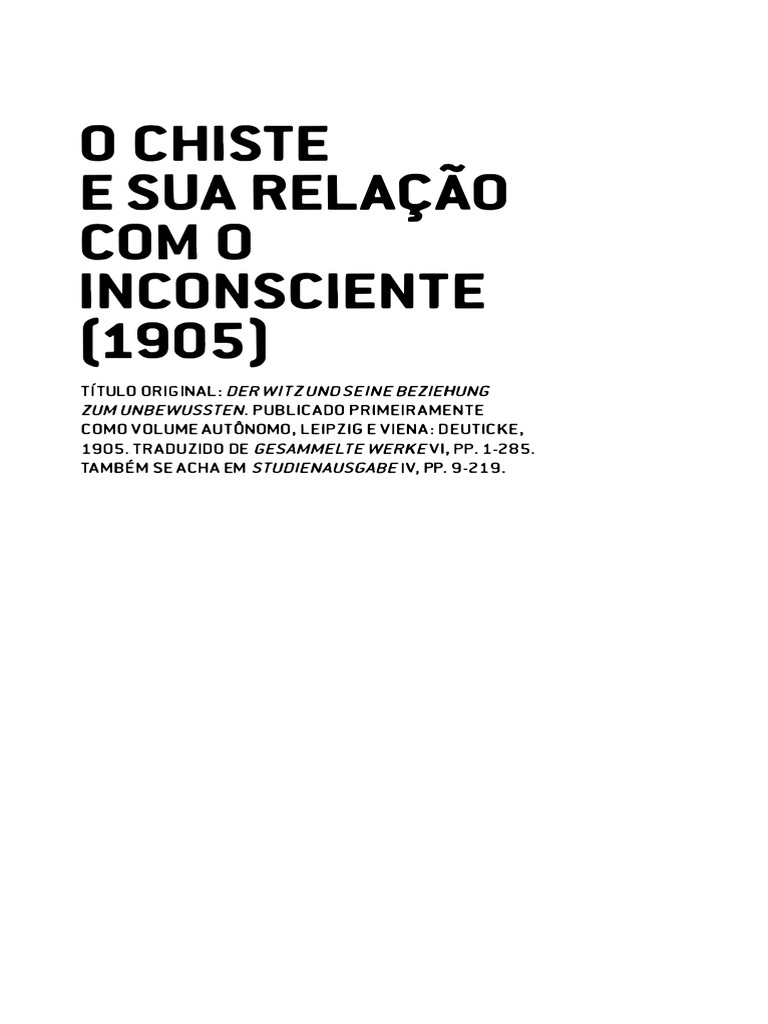 O Chiste e o Inconsciente: Análise Freudiana | PDF | Piadas | Pensamento