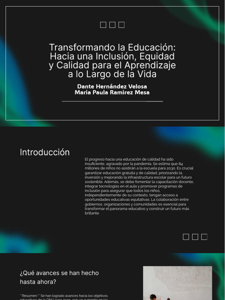 Slidesgo Transformando La Educacion Hacia Una Inclusion Equidad y Calidad para El Aprendizaje A ...